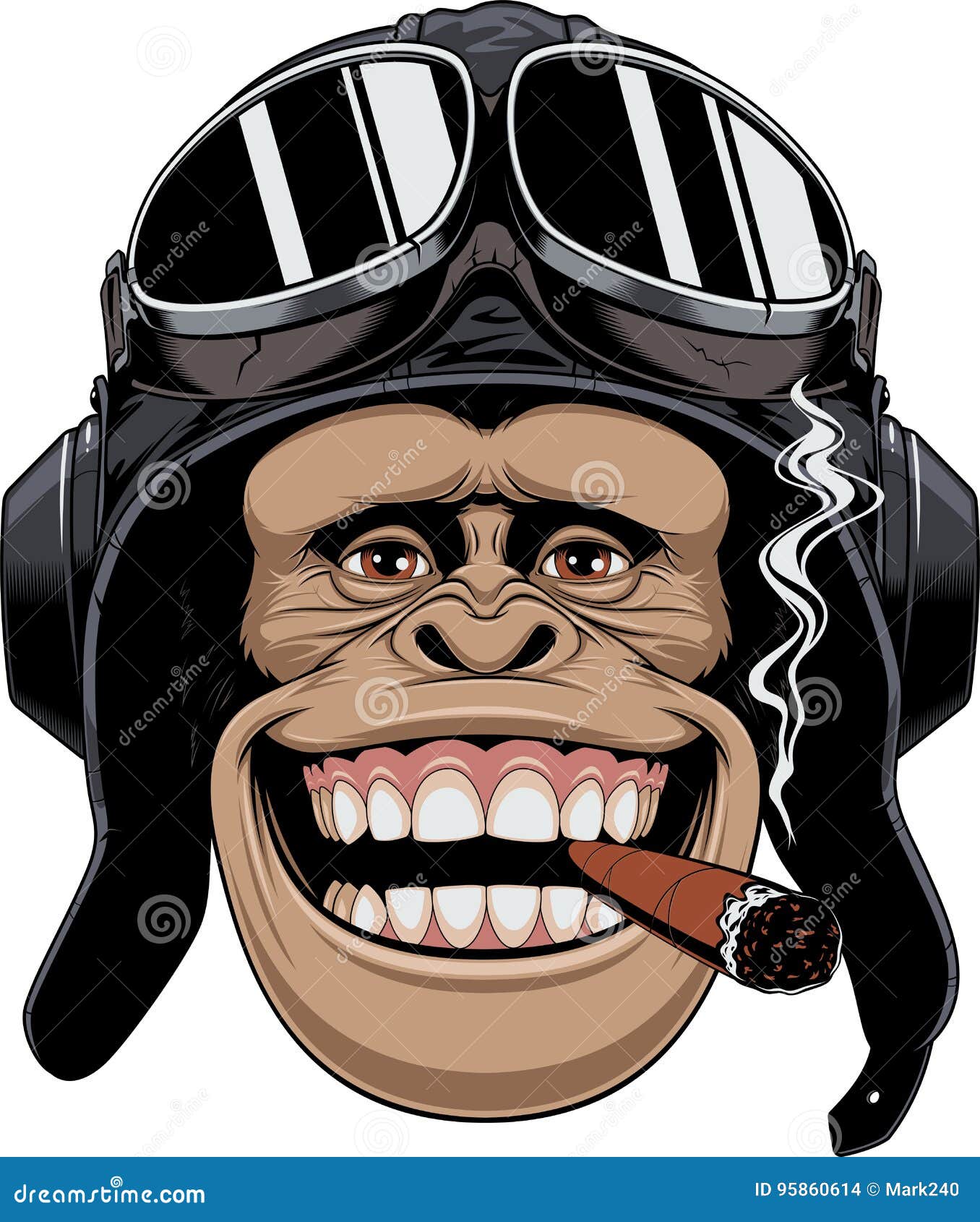 Affe im Sturzhelmpiloten vektor abbildung. Illustration von karikatur ...