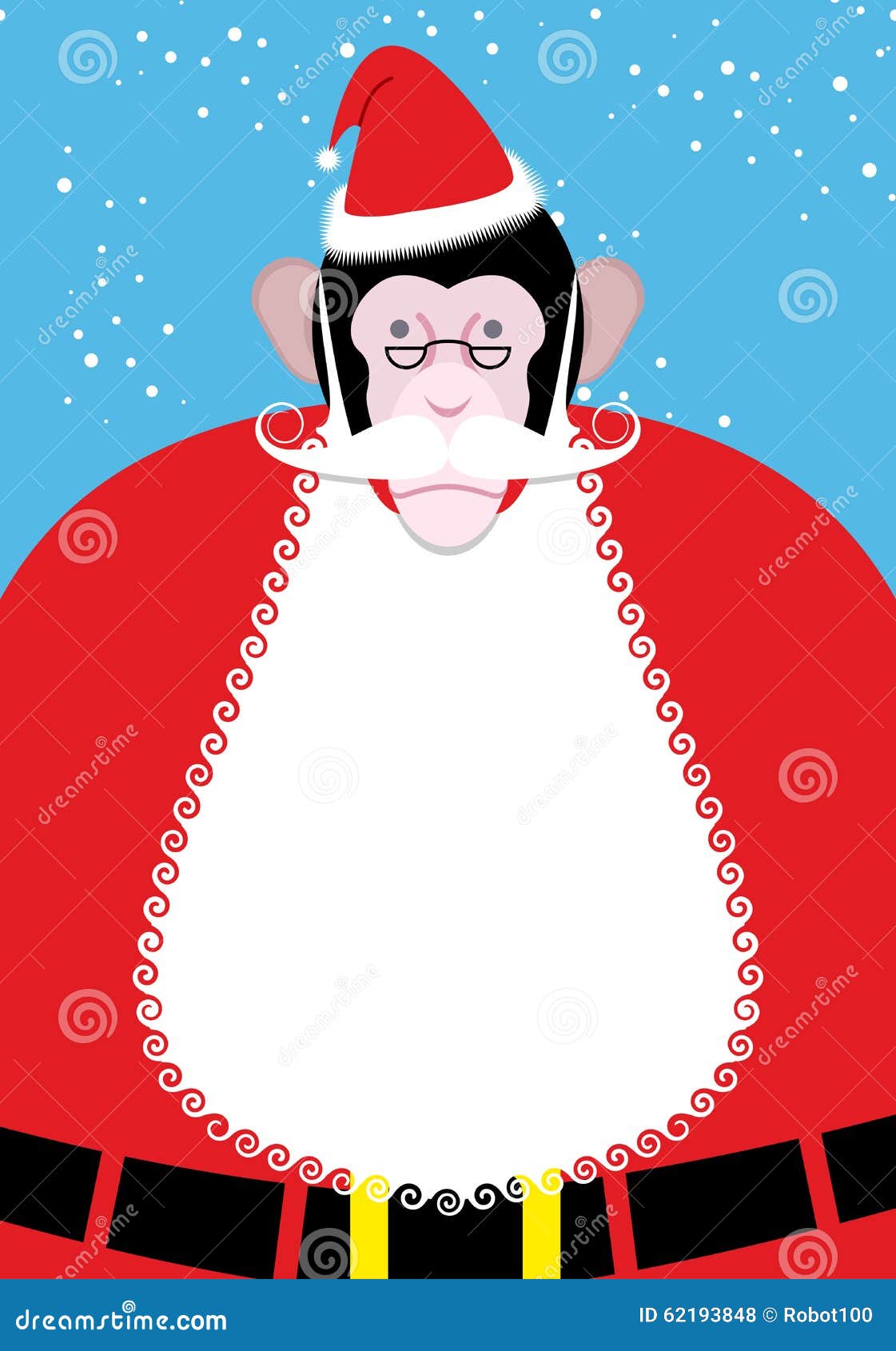 Affe Santa Claus Affe Mit Bart Und Dem Schnurrbart Primasrot Vektor ...