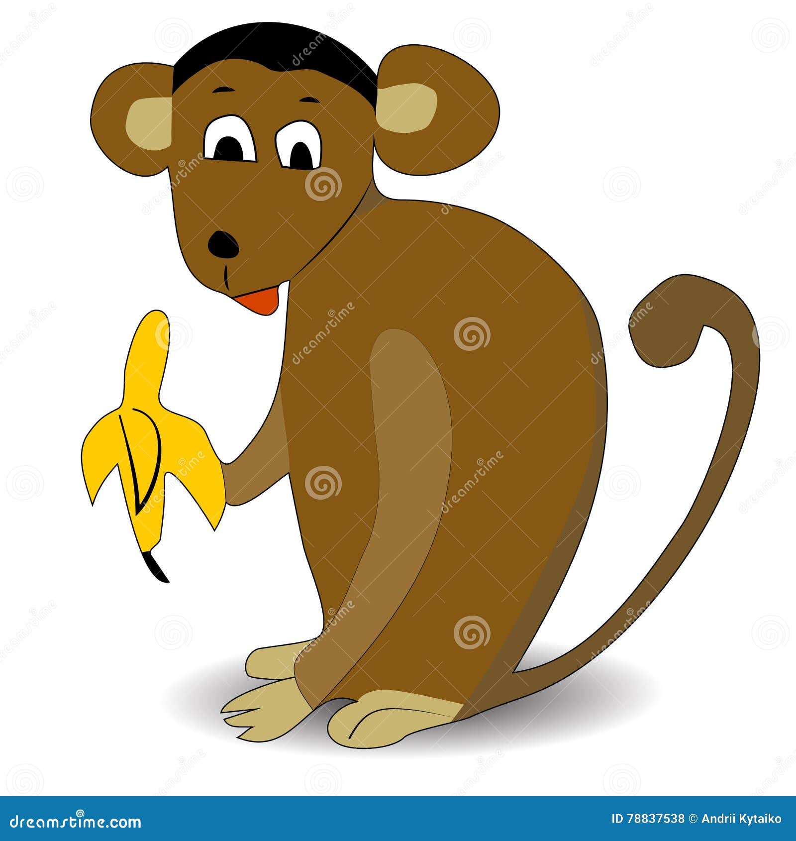 Affe sitzen mit Banane vektor abbildung. Illustration von primas - 78837538