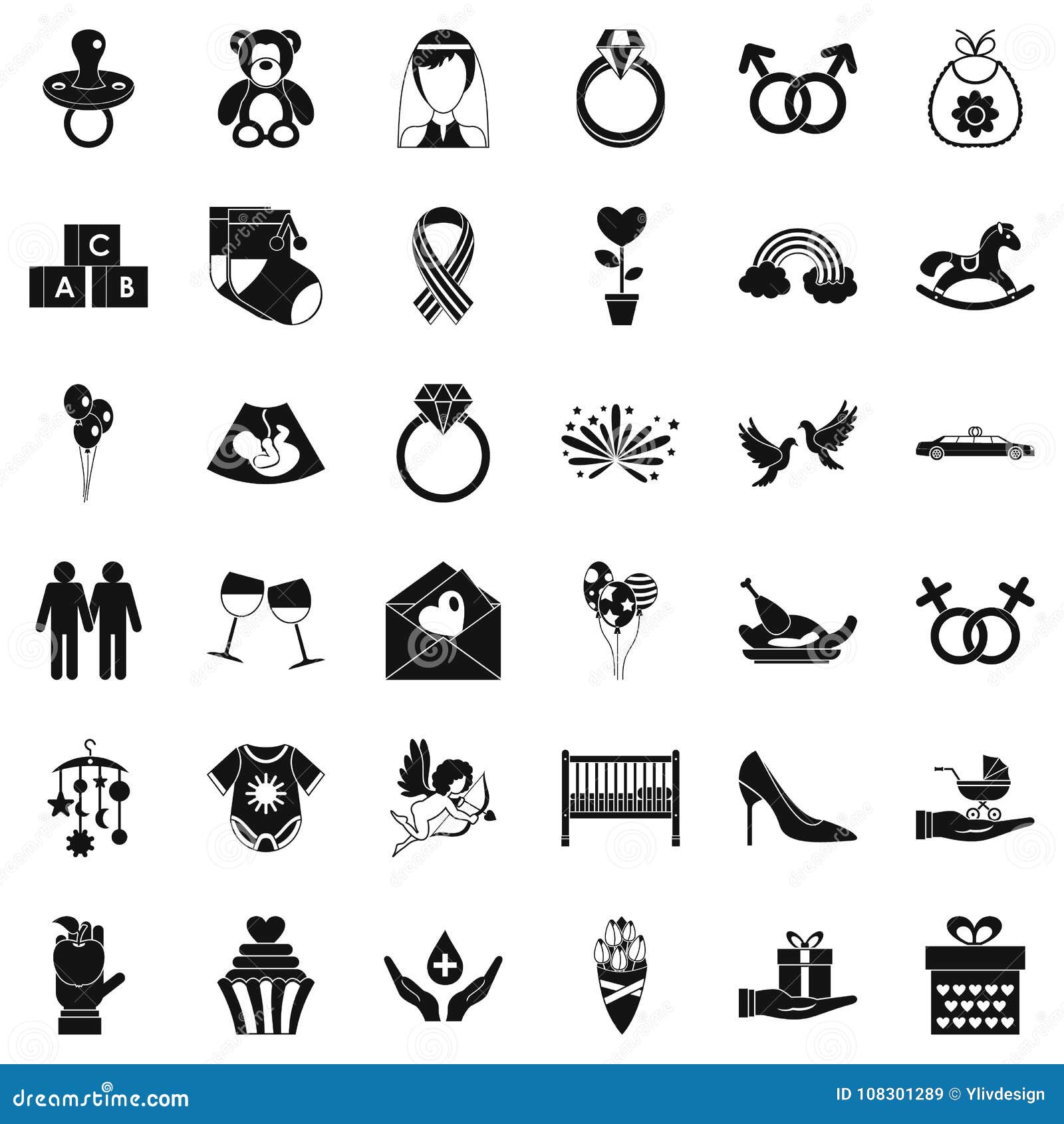 Affection Icons Set, Simple Style Stock Vector - Illustration of ...