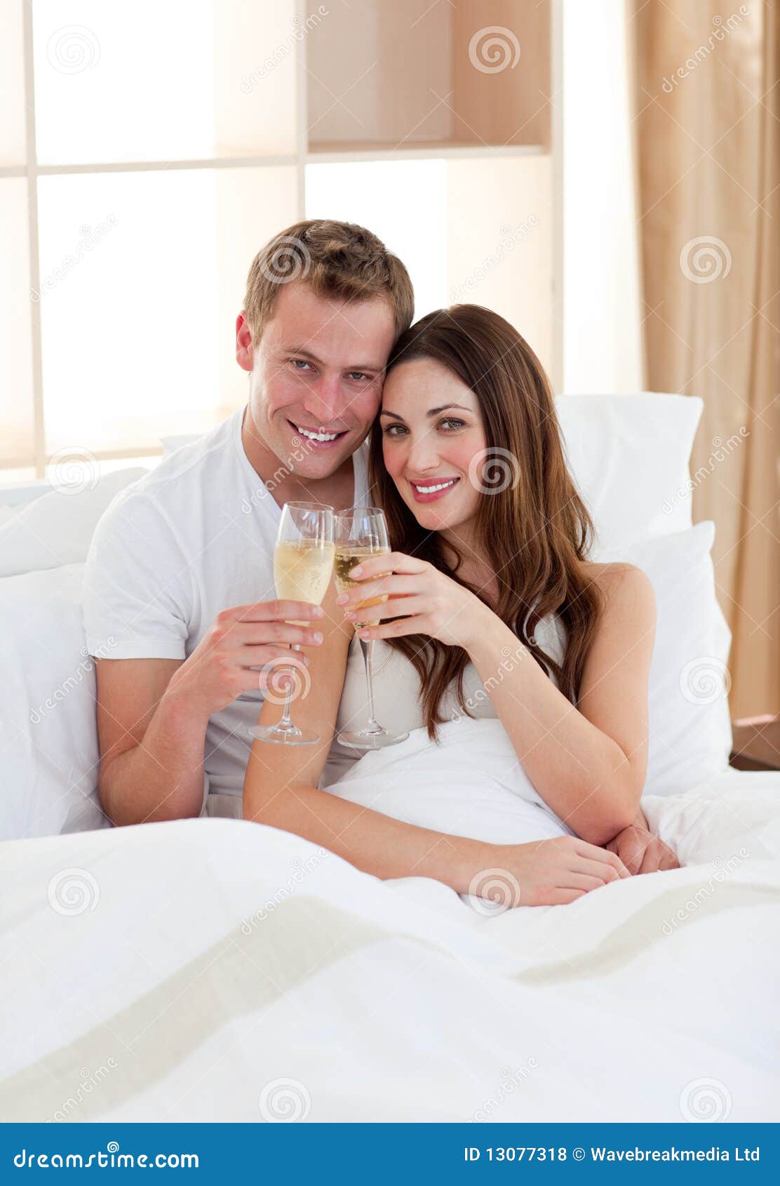 Affectionate Couple Drinking Champagne Stock Photo - Image of beautiful ...