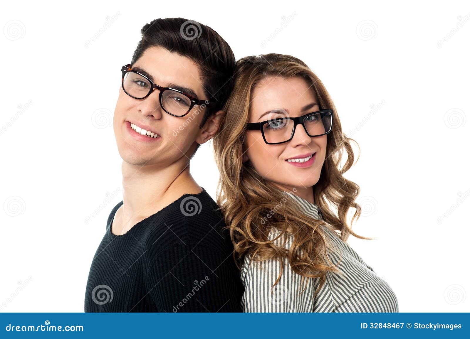 Affectionate Couple Posing Back To Back Stock Image - Image of love ...