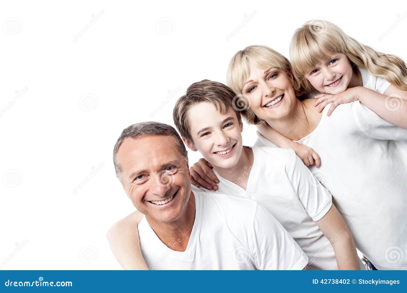 Affectionate Family with Children in Row Stock Photo - Image of bonding ...