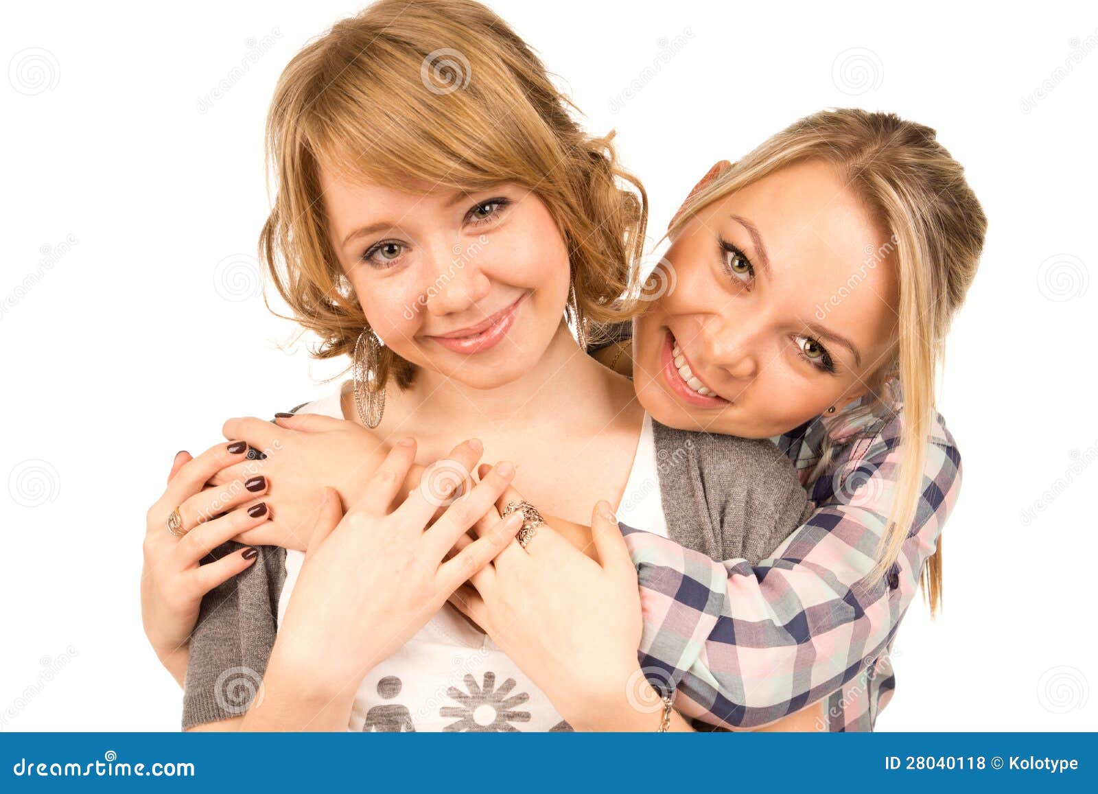 Affectionate Girls in Intimate Embrace Stock Photo - Image of group ...