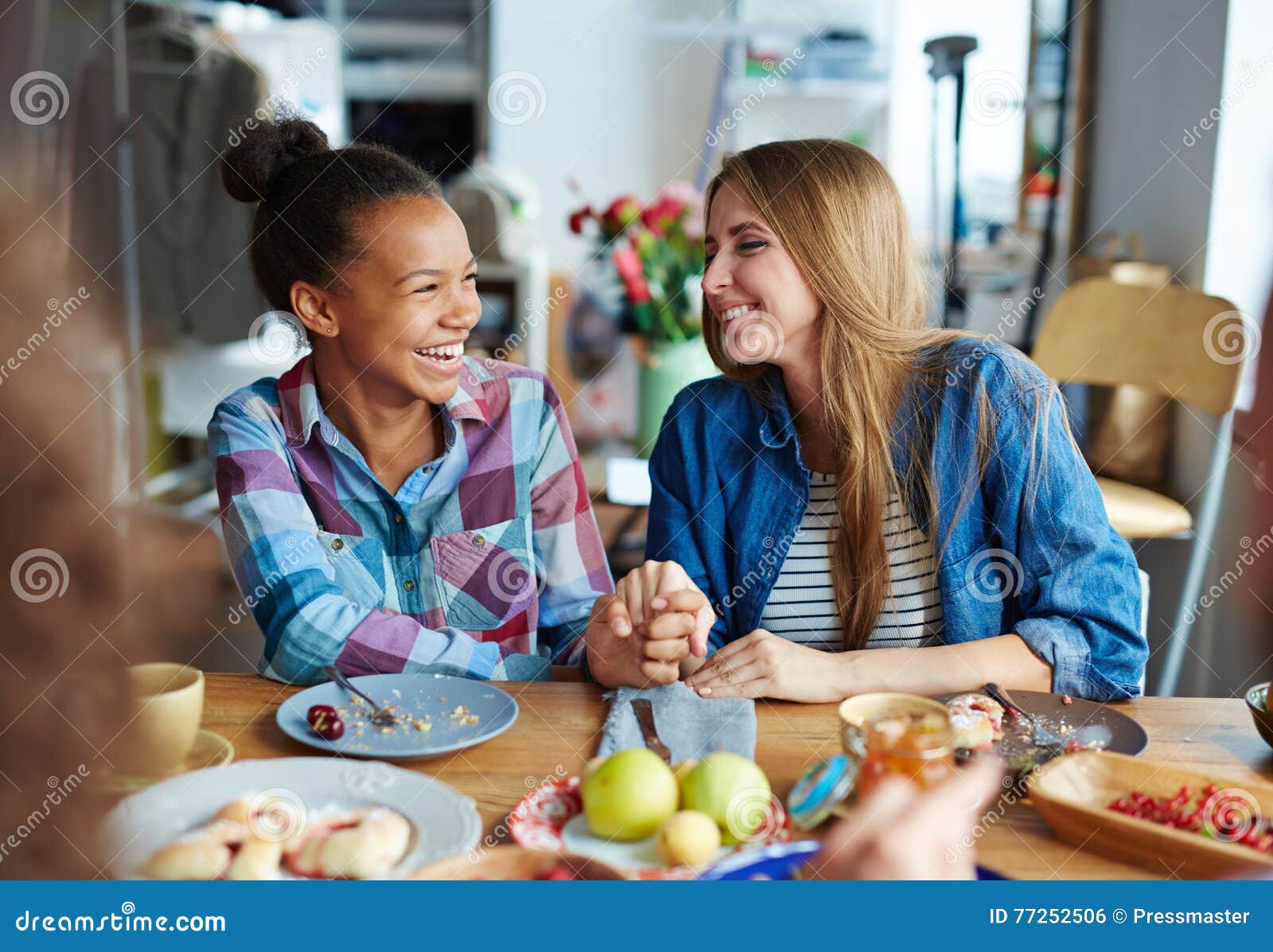 Affectionate girls stock photo. Image of friendly, happy - 77252506