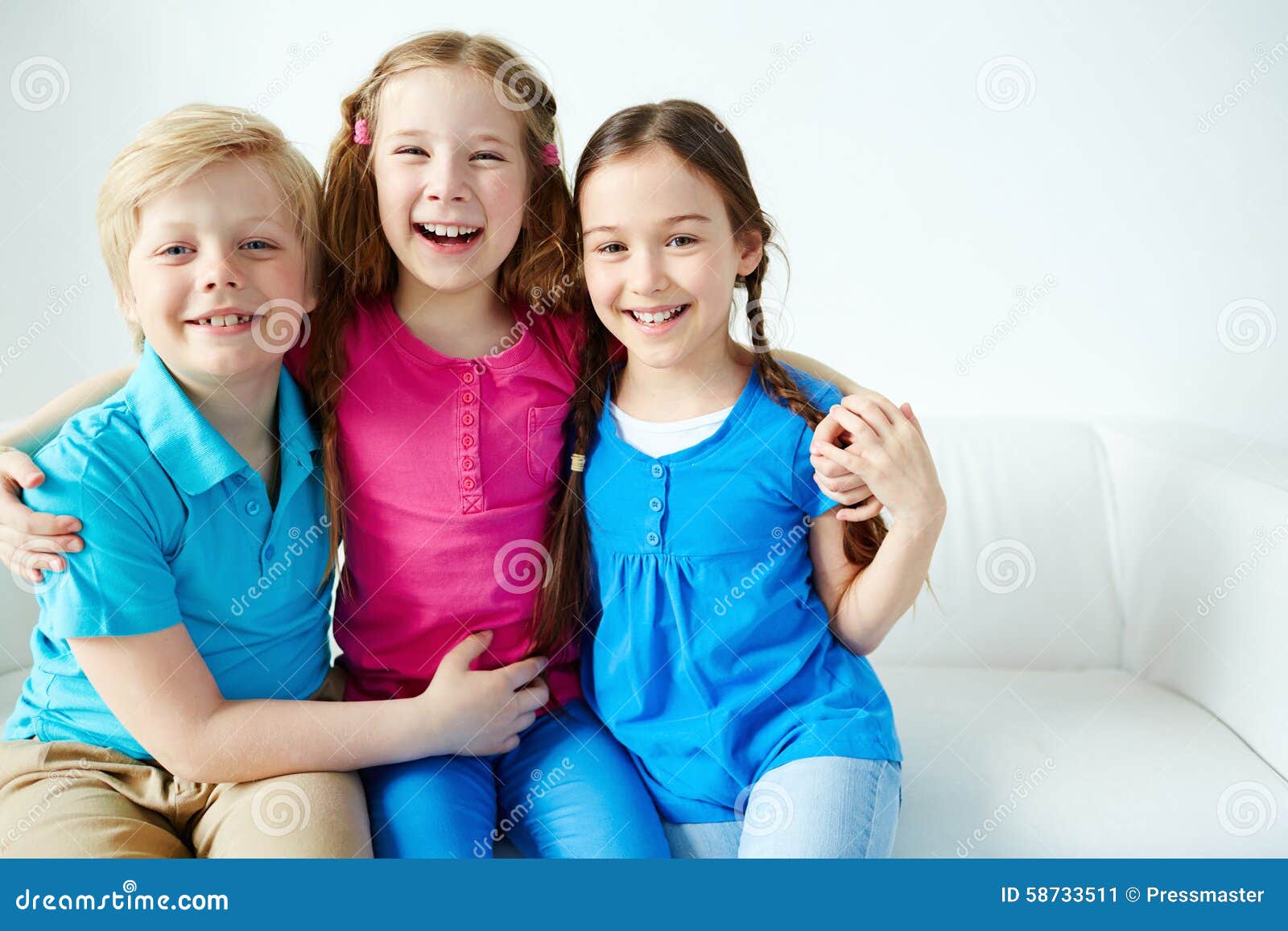 Affectionate kids stock image. Image of ecstatic, girl - 58733511