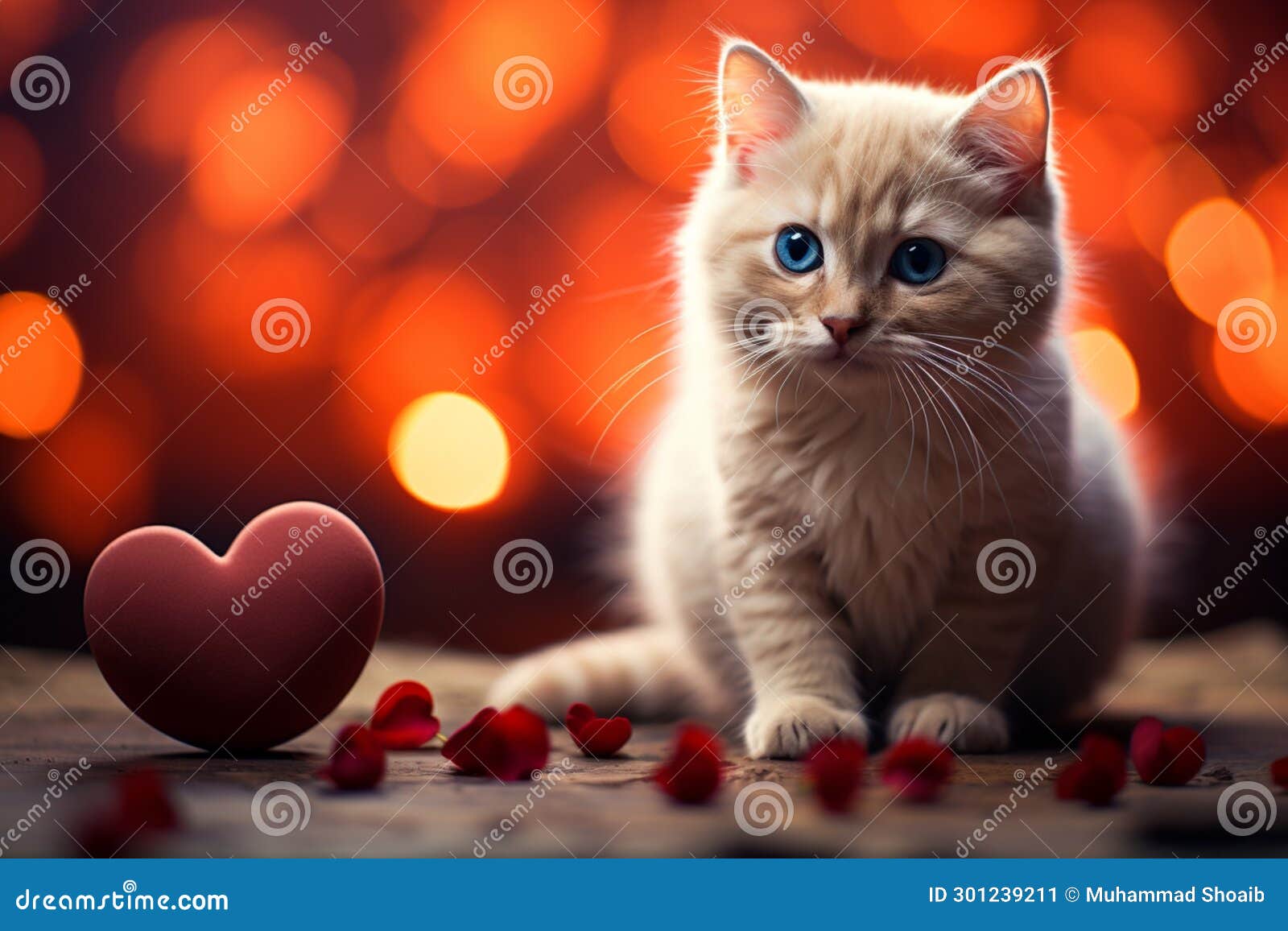 Affectionate Kitty Cute Kitten with a Heart Spreading Warmth and Joy ...
