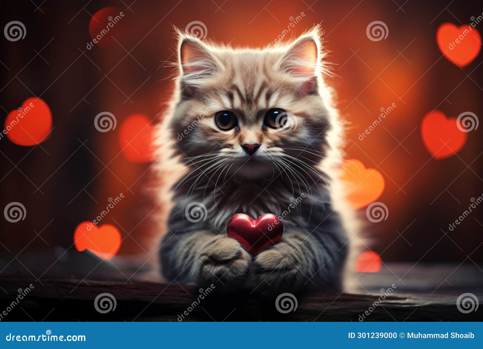 Affectionate Kitty Cute Kitten With A Heart Spreading Warmth And Joy ...