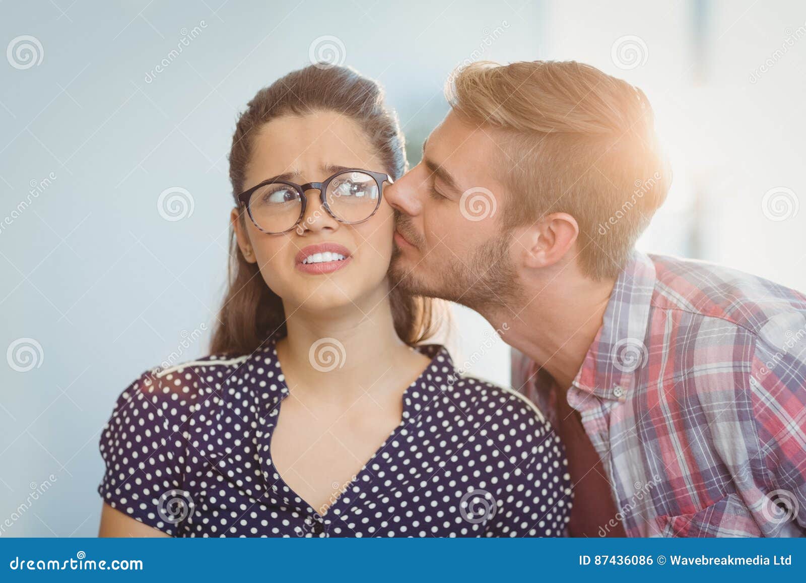 Affectionate Man Kissing Woman Stock Photo - Image of businessman ...