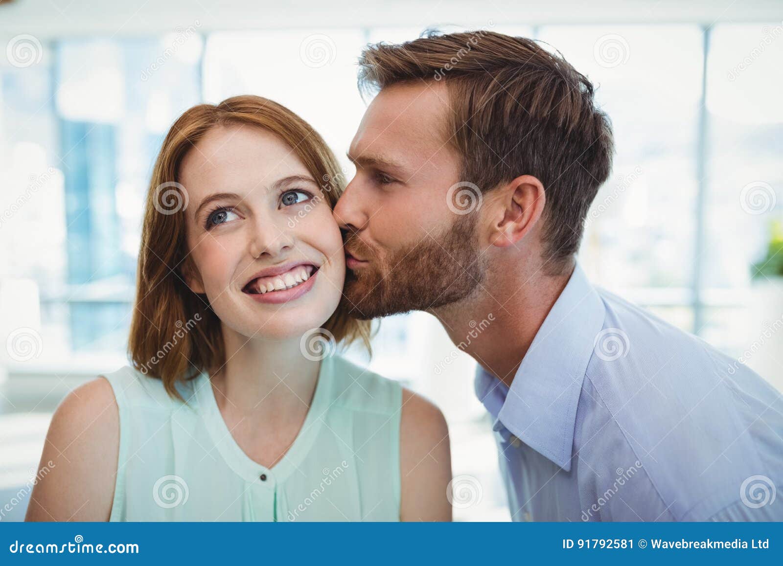 Affectionate Man Kissing Woman Stock Image - Image of affectionate ...