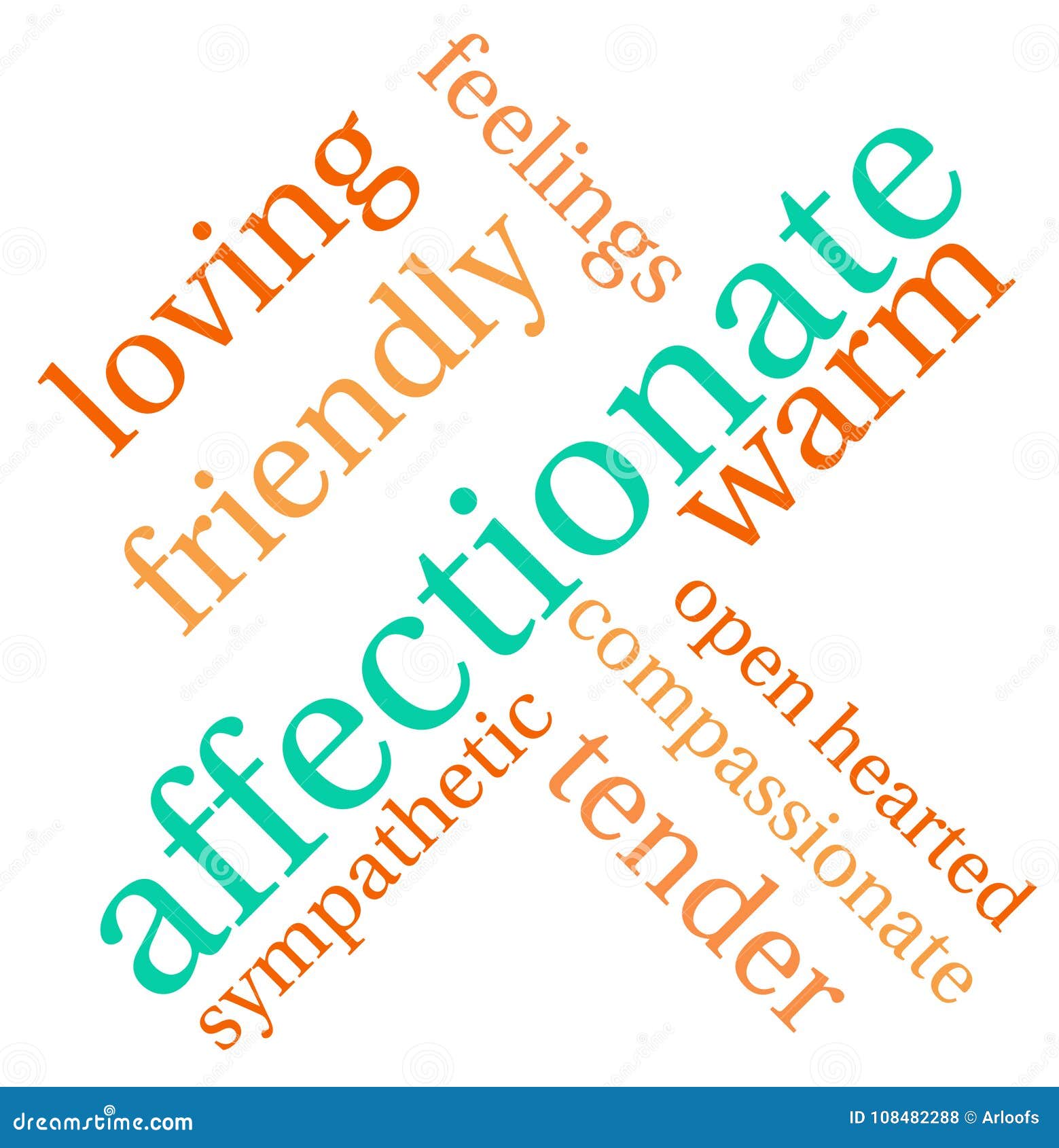 Affectionate Word Cloud stock vector. Illustration of warm - 108482288