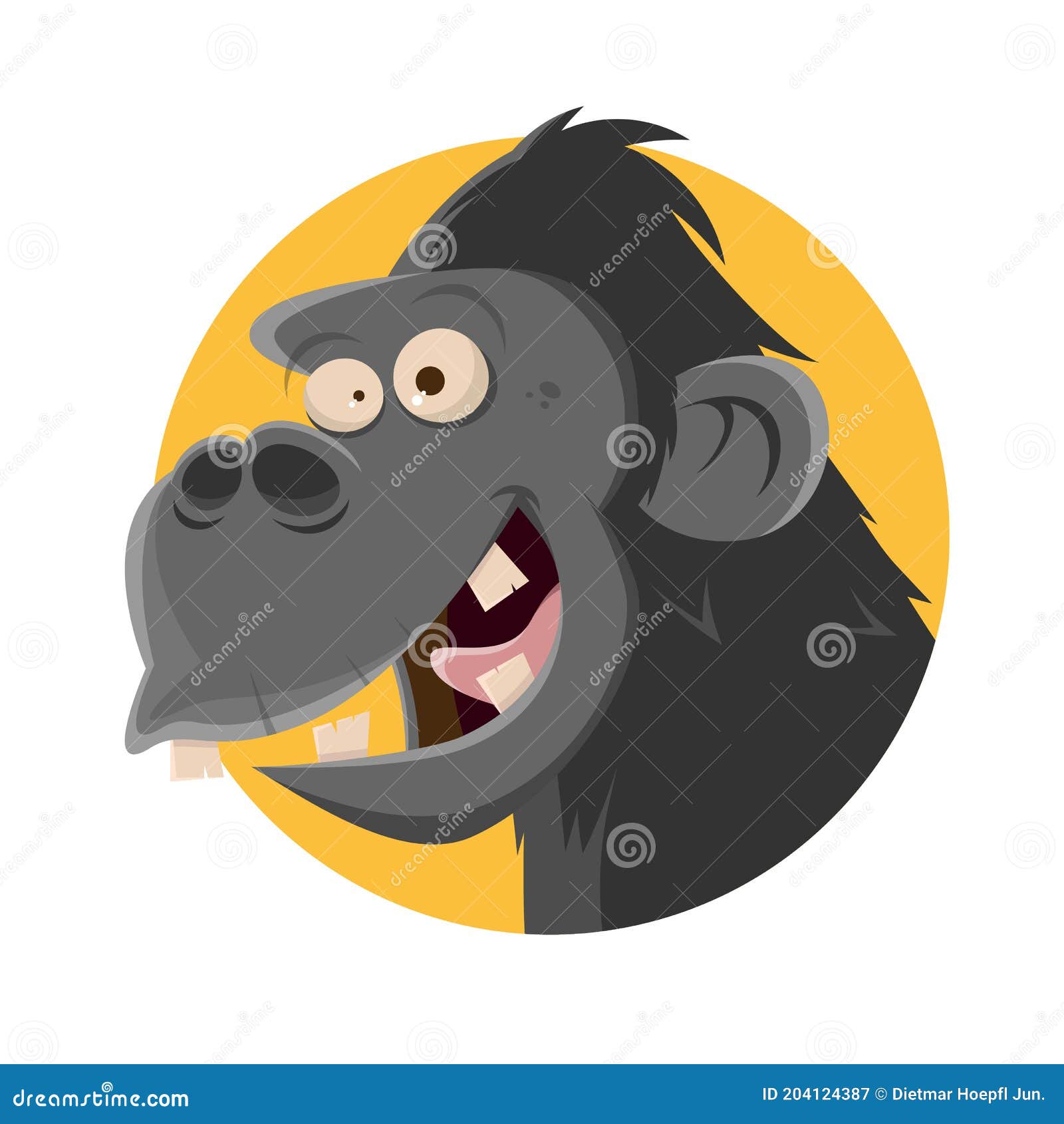 Friendly Cartoon Ape in a Badge Stock Vector - Illustration of isolated ...