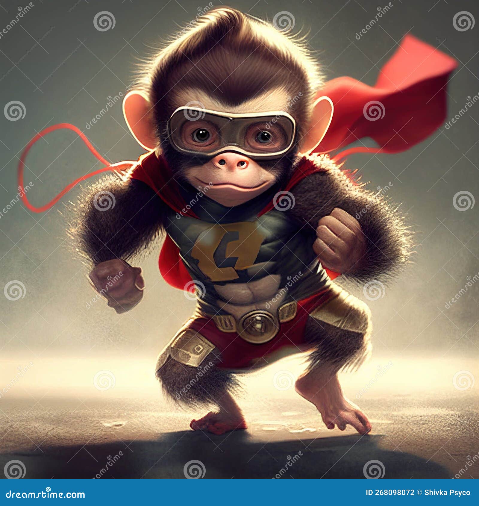 Affenkuppe als Superheld stock abbildung. Illustration von gesicht - 268098072