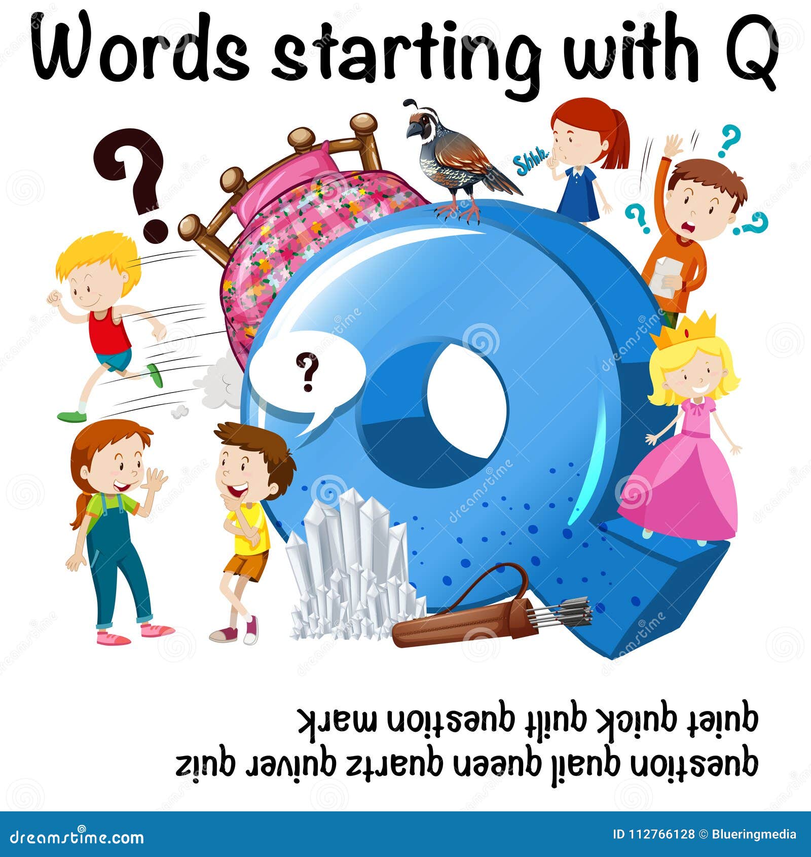 Affiche D'éducation Pour Des Mots Commençant Par Q Illustration de ...