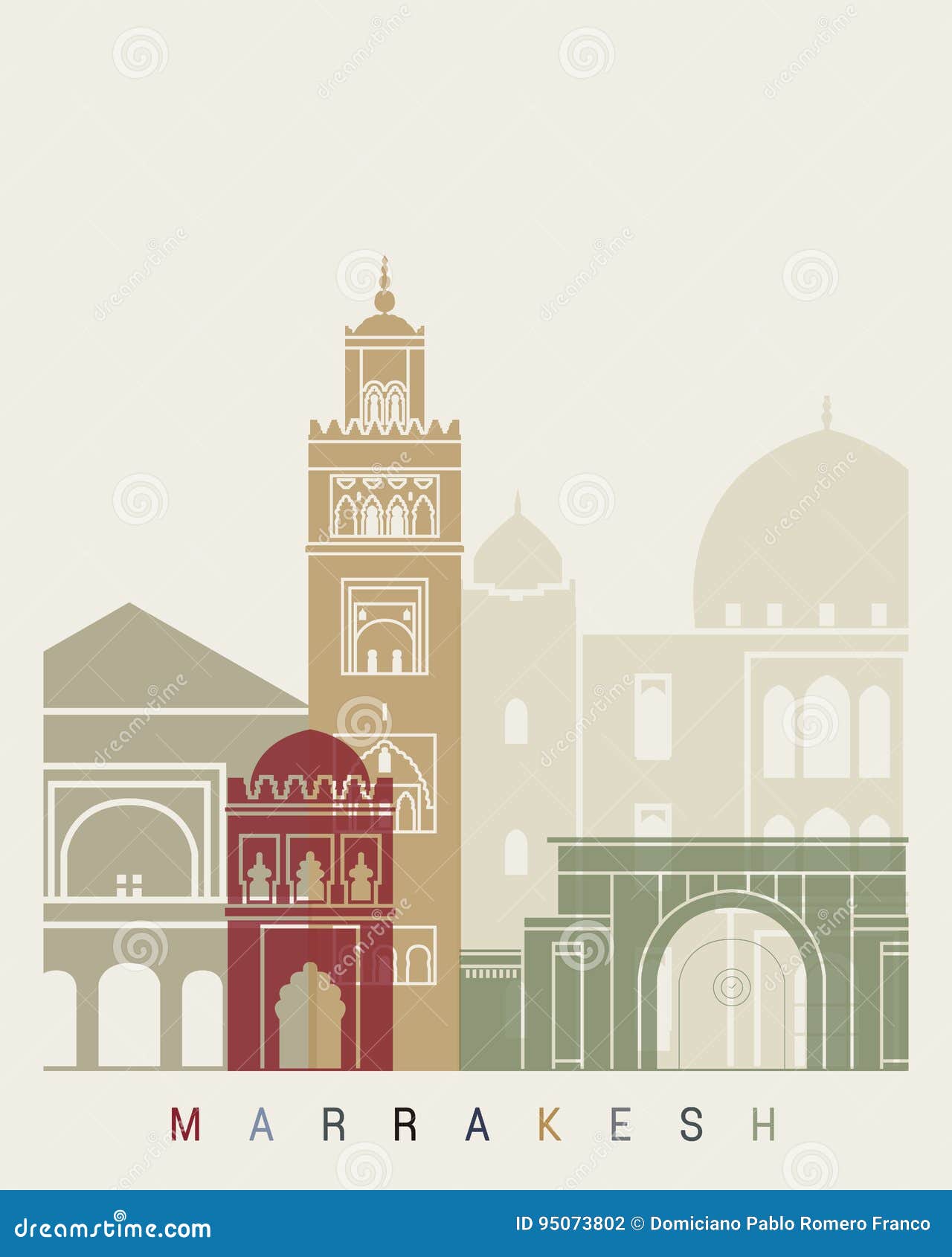 Affiche D'horizon De Marrakech Illustration Stock - Illustration du ...