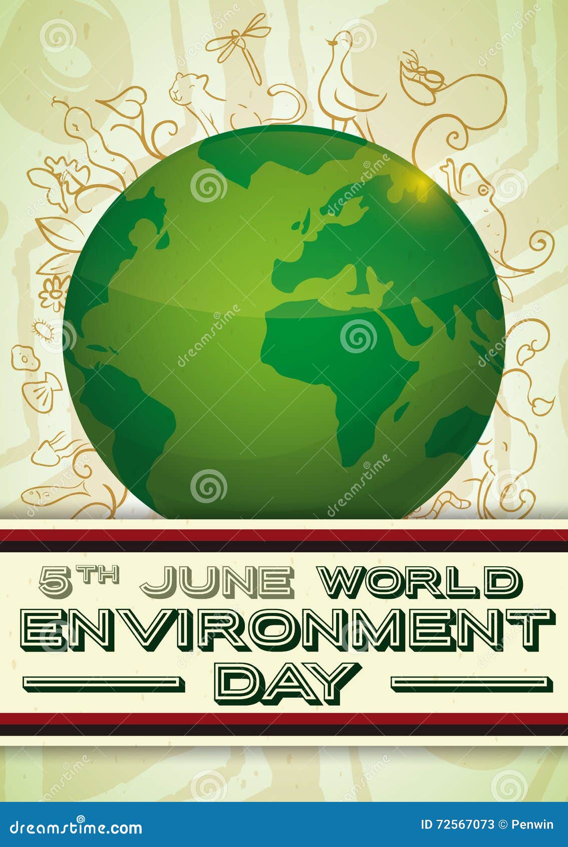 Affiche Met Groene Aarde En Biodiversiteit in Krabbelstijl ...