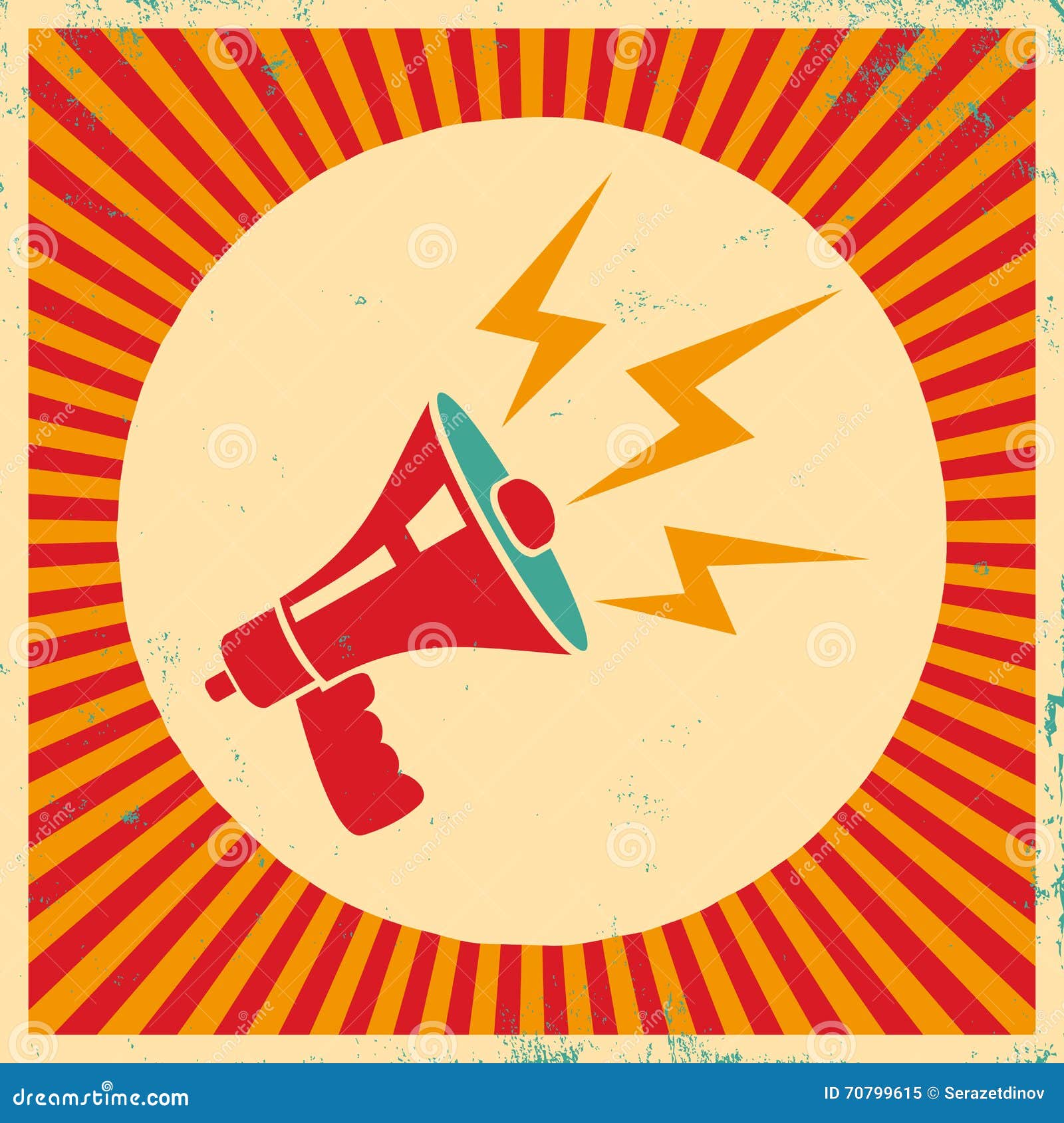 Affiche met retro megafoon vector illustratie. Illustration of ...