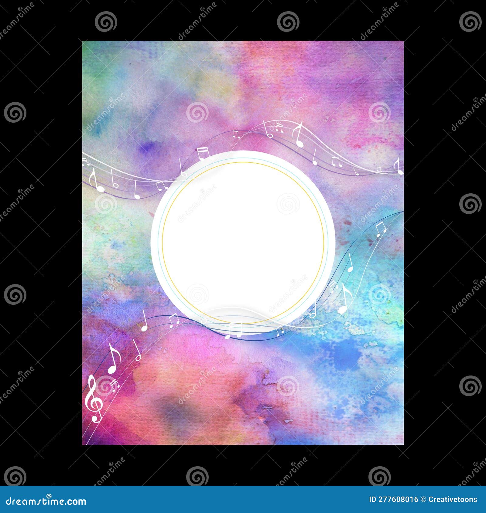 Affiche Musicale Aquarelle Avec Notes Musicales Illustration Stock ...