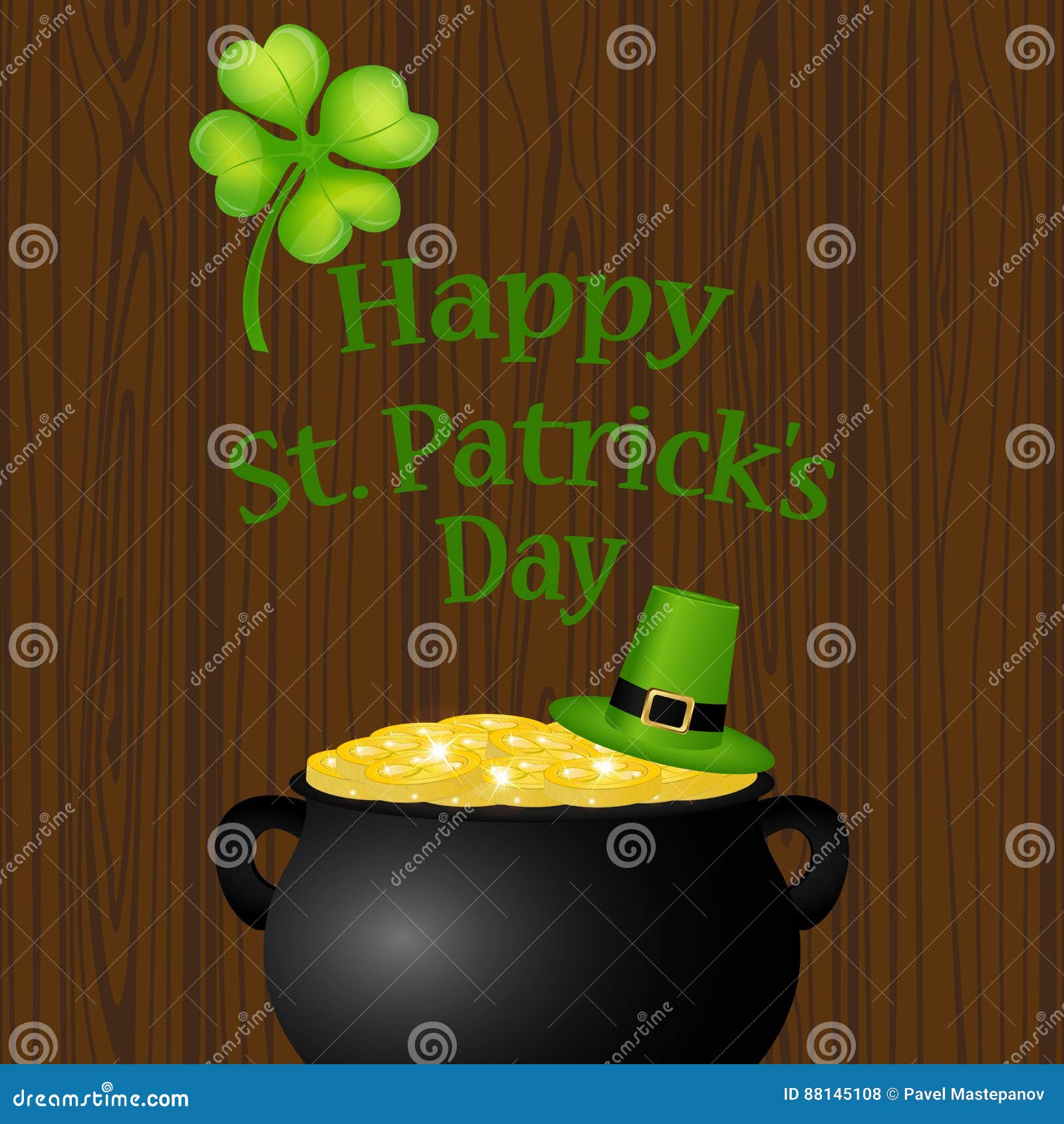 Affichest Patrick Hoed Met Klaver En Cilinder Vector Illustratie ...