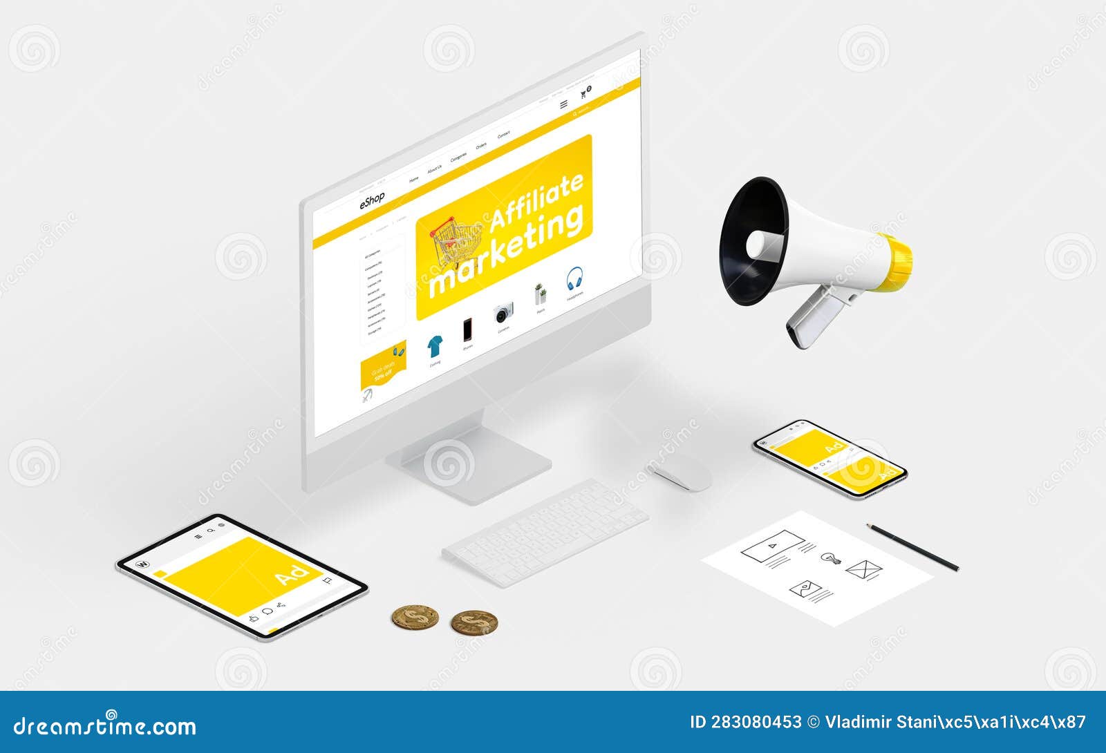Affiliate Marketing Concept with Ecommerce Page on Computer Display ...
