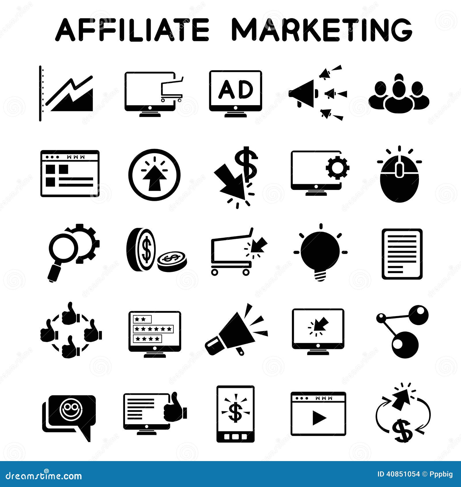 Affiliate marketing icons stock illustration. Illustration of ...