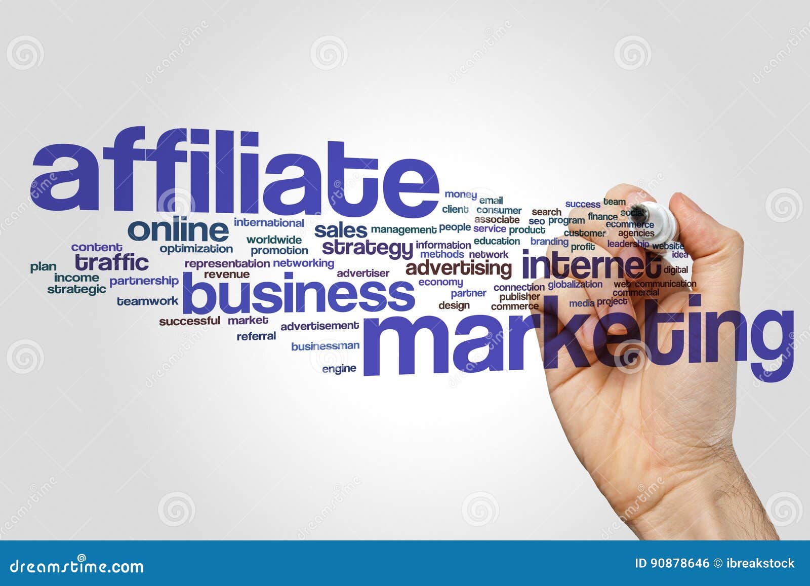 Affiliate Marketing Word Cloud Concept on Grey Background Stock Photo ...