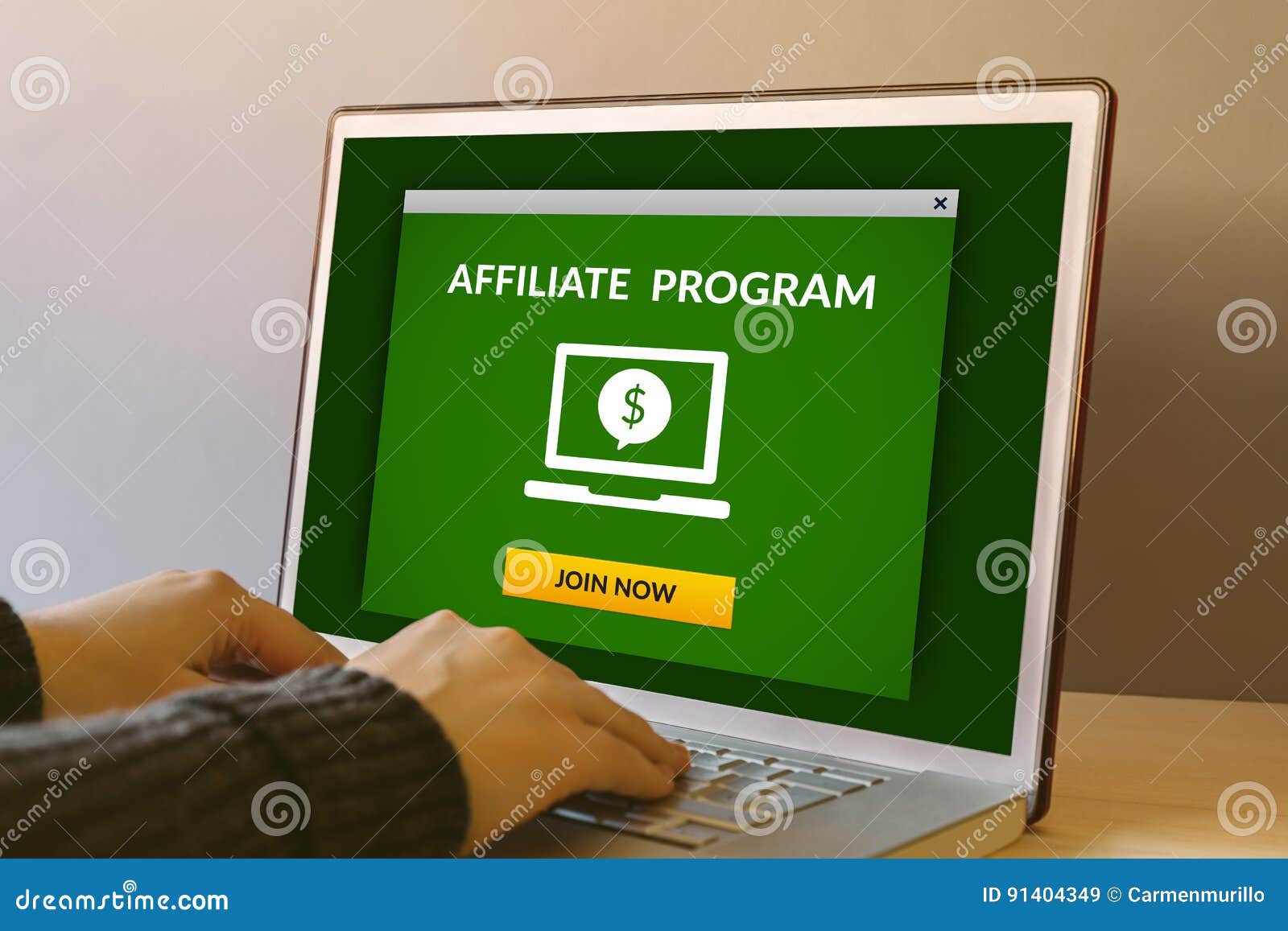 Affiliate Program Concept on Laptop Computer Screen on Wooden Ta Stock ...