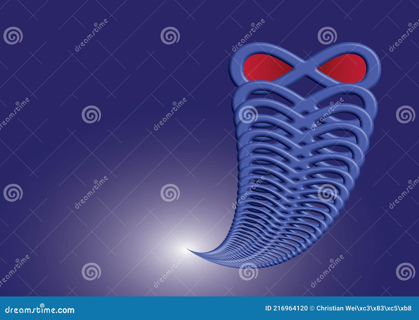 Illustration of a Row of Blue Infinity Symbols with Red Eyes Stock ...