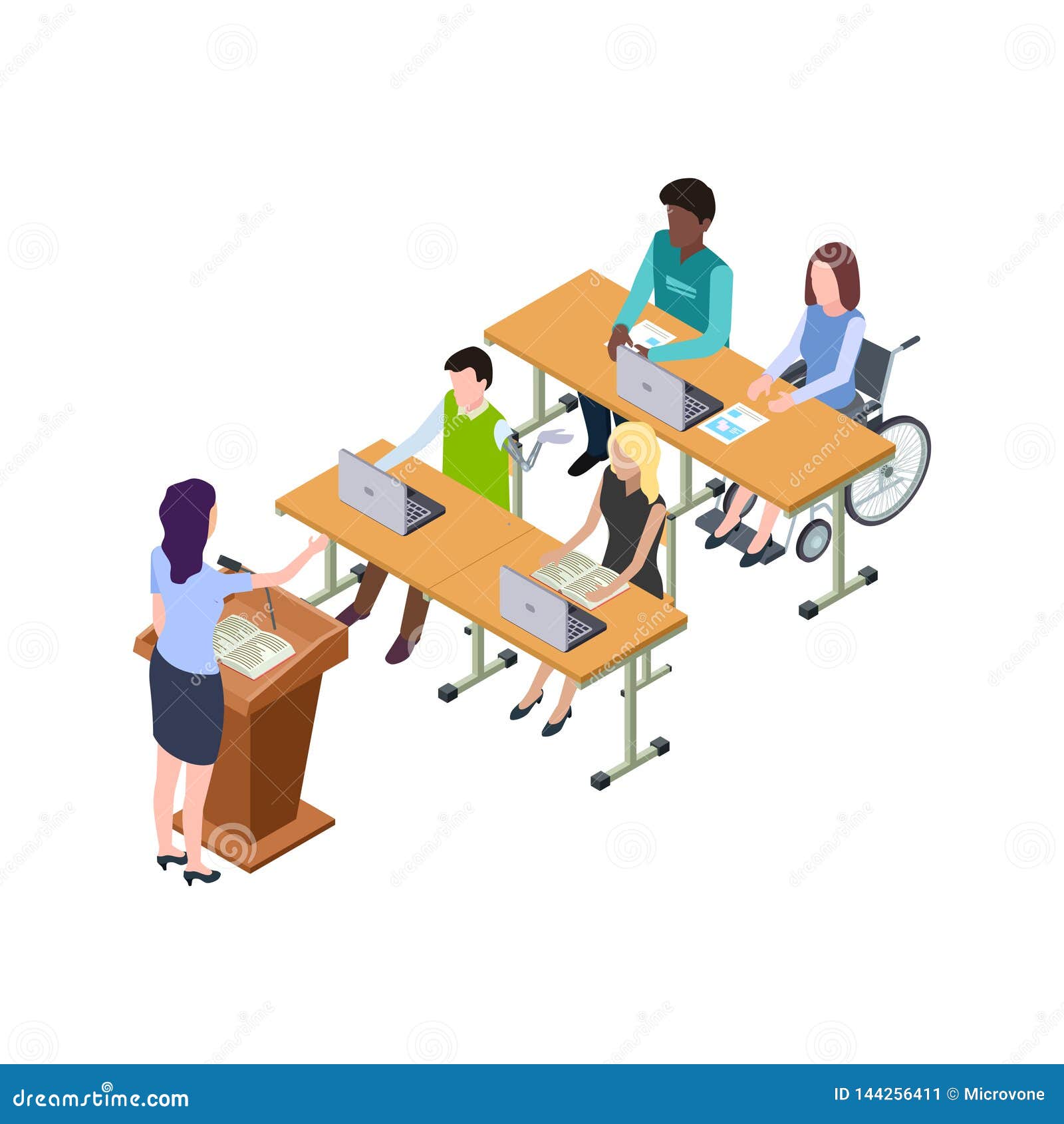 Disable Teacher Vector Illustration | CartoonDealer.com #101705268
