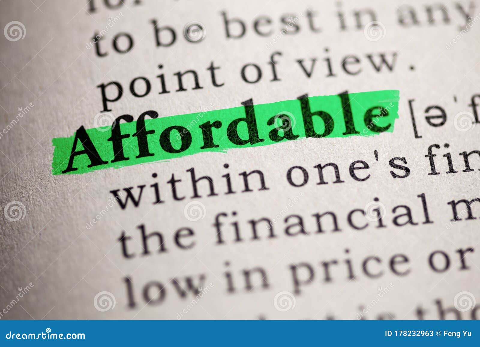 Definition of the Word Affordable Stock Image - Image of affordable ...