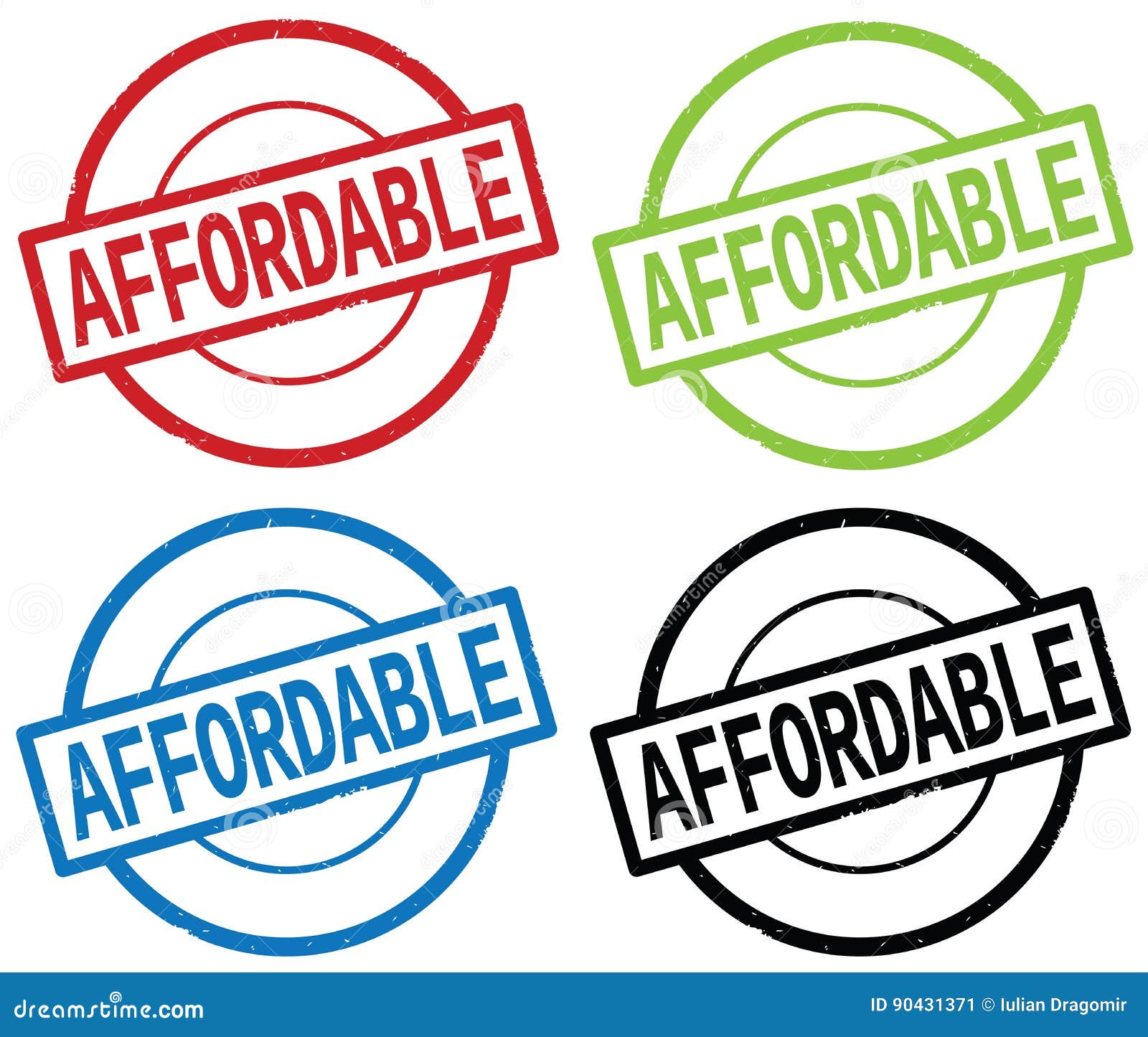 AFFORDABLE Text, on Round Simple Stamp Sign. Stock Illustration ...