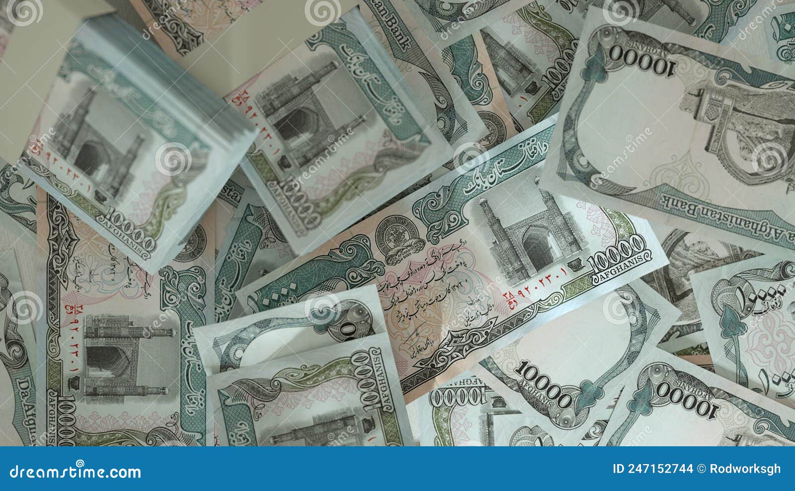 10000 Afghan Afghani Notes Spread on Surface Stock Photo - Image of ...