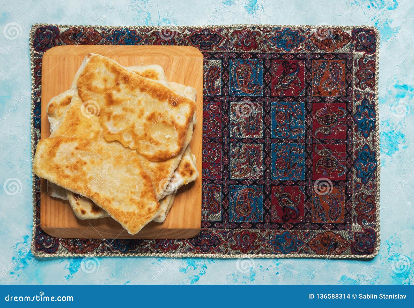 Afghan Bolani Veggie Stuffed Flatbread. Top View. Stock Photo - Image ...