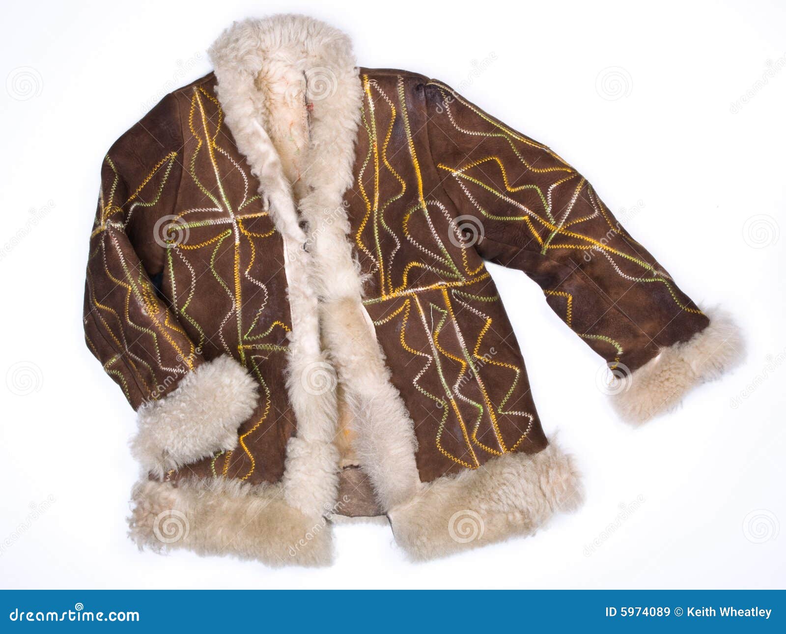 Afghan Coat Hippy Embroidered Sheepskin Stock Image - Image of ...