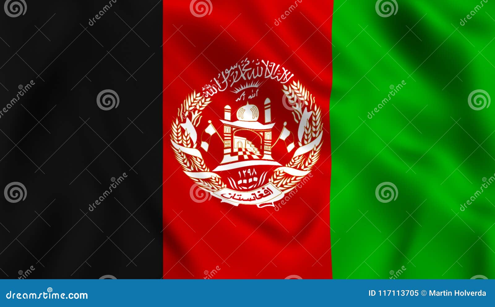 Afghan Flag Waving in the Wind Stock Illustration - Illustration of ...