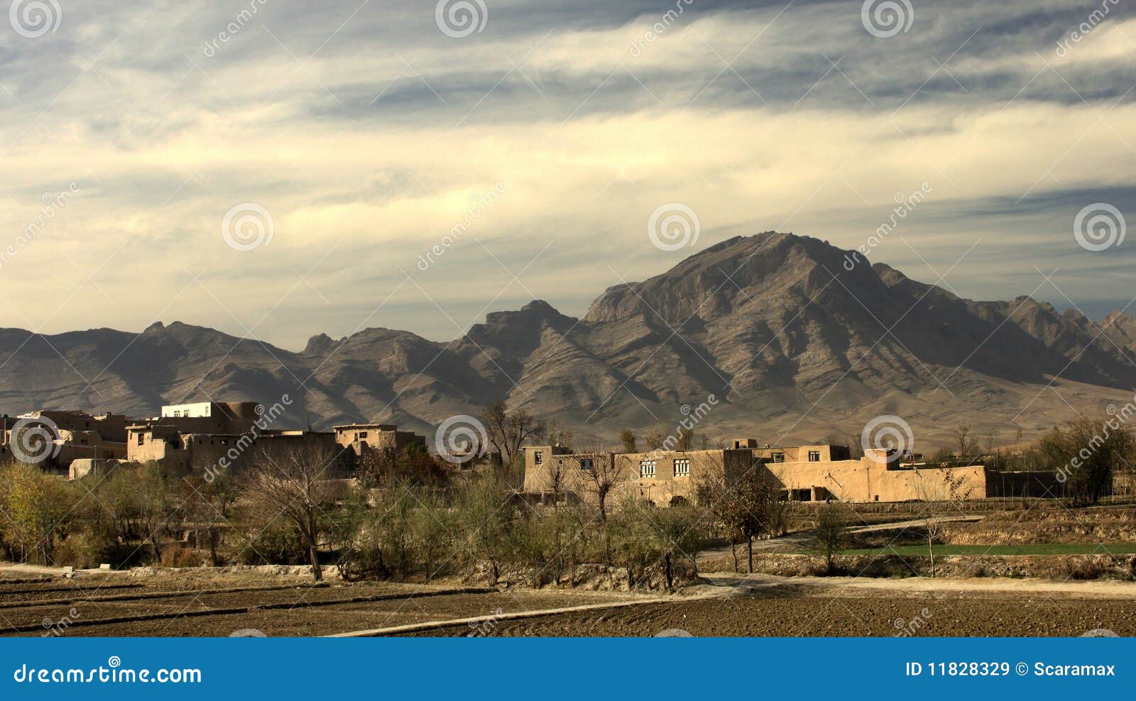 Afghan village stock image. Image of clouds, field, village - 11828329