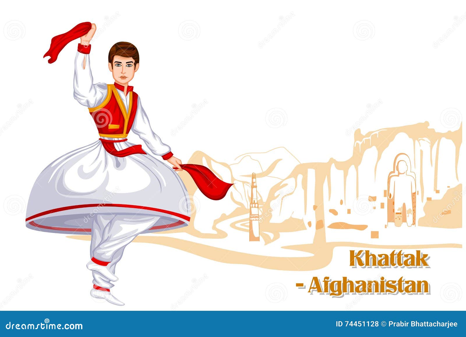 Afghani Man Performing Khattak Dance of Afghanistan Stock Vector ...
