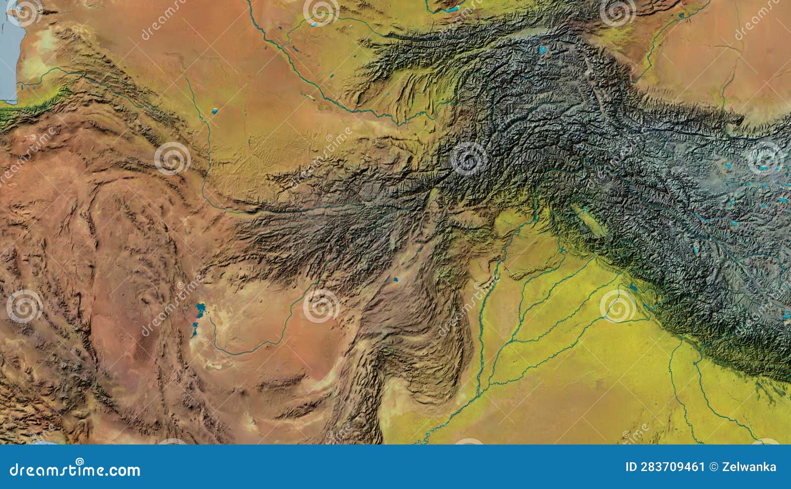 Afghanistan Area. Topographic Map Stock Illustration - Illustration of ...