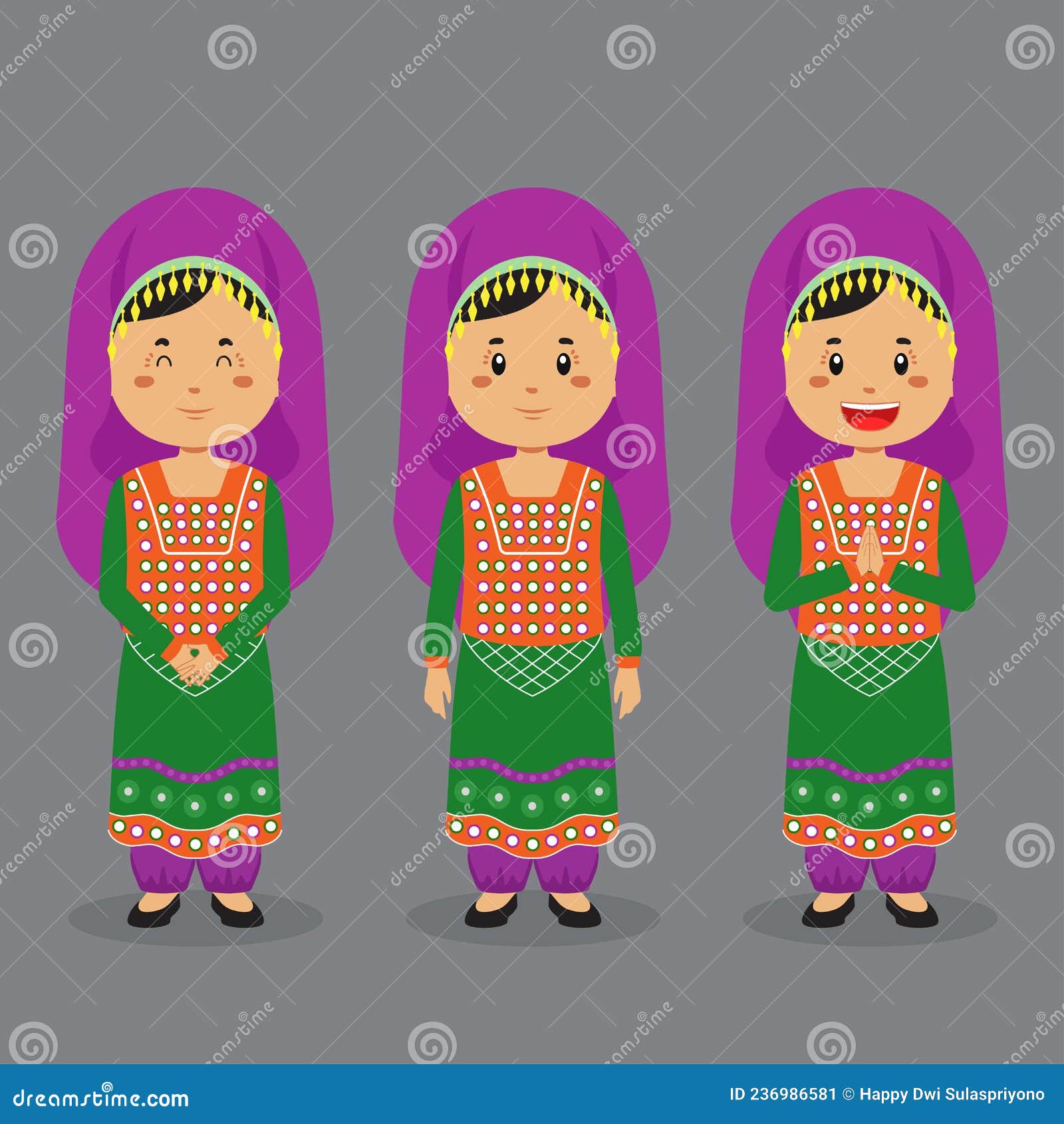 Afghanistan Character with Various Expression Stock Vector ...
