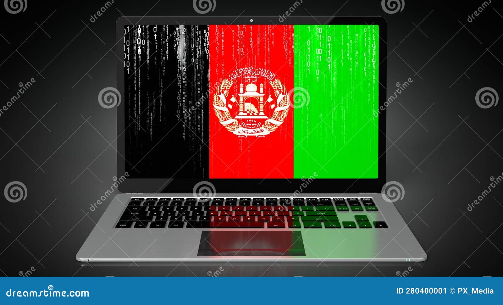 Afghanistan - Country Flag and Binary Code on Laptop Screen Stock ...
