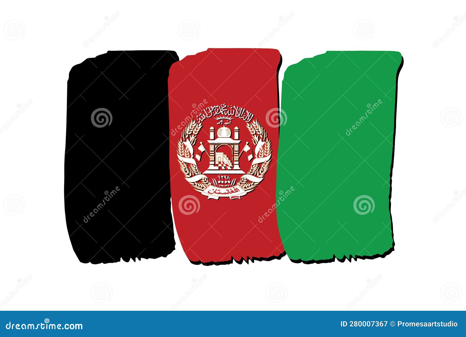 Afghanistan Flag with Colored Hand Drawn Lines in Vector Format Stock ...