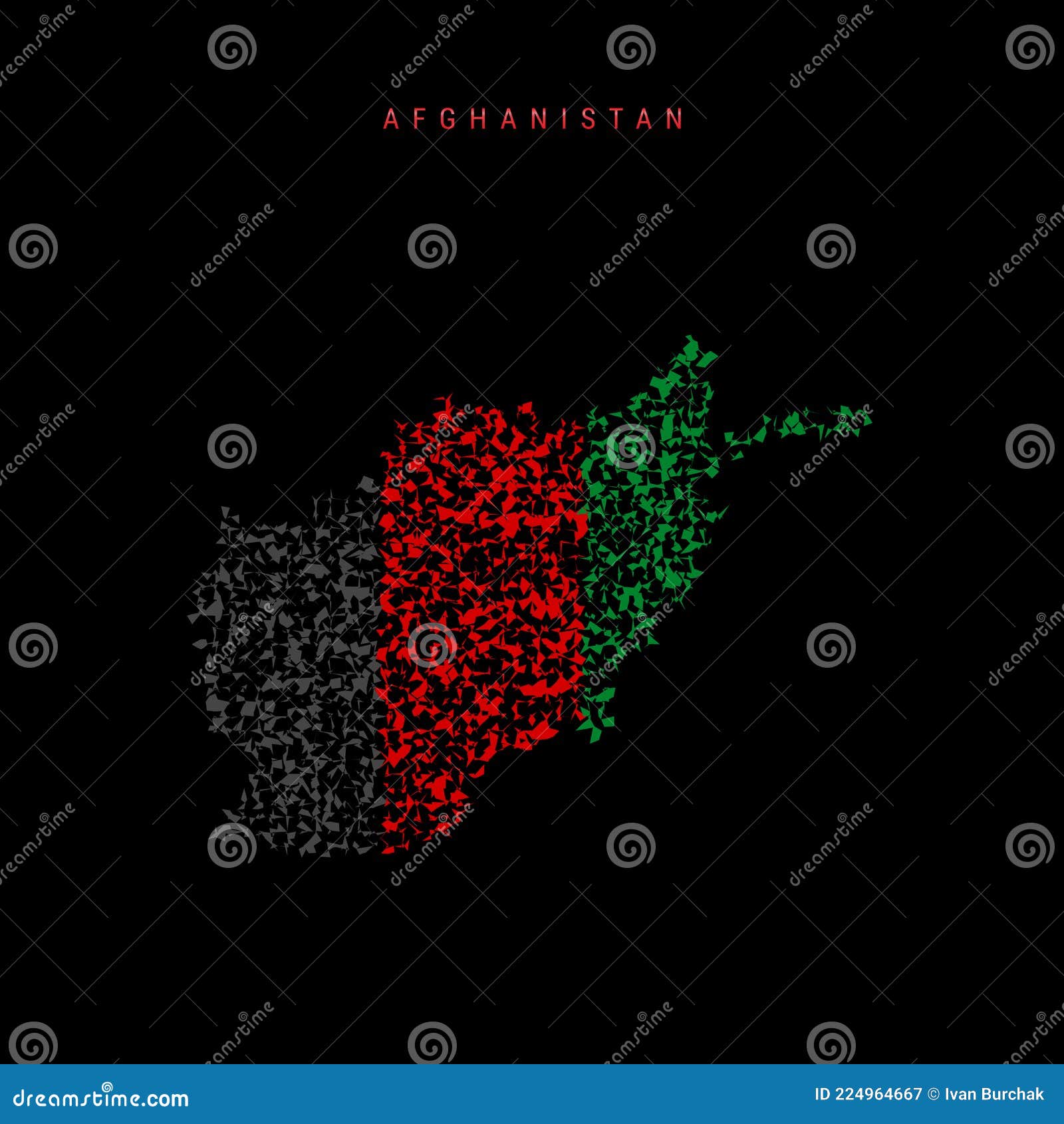 Afghanistan Flag Map, Chaotic Particles Pattern in the Afghan Flag ...