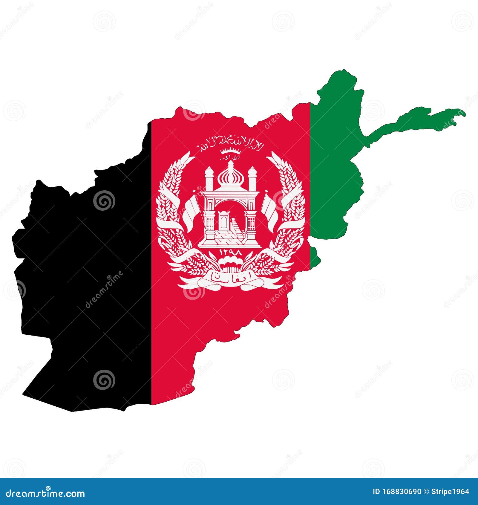 Afghanistan Flag Map on White with Clipping Path Stock Illustration ...