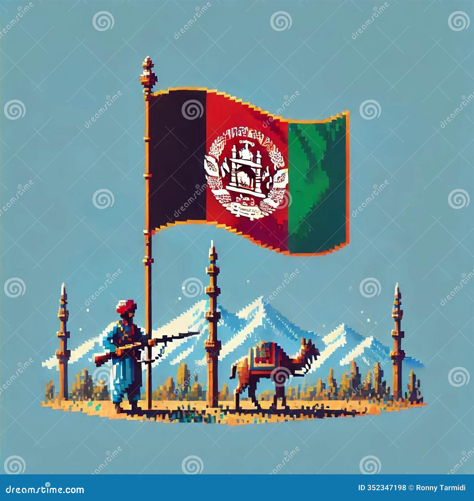 Afghanistan Flag, Pixel Art Stock Illustration - Illustration of font ...