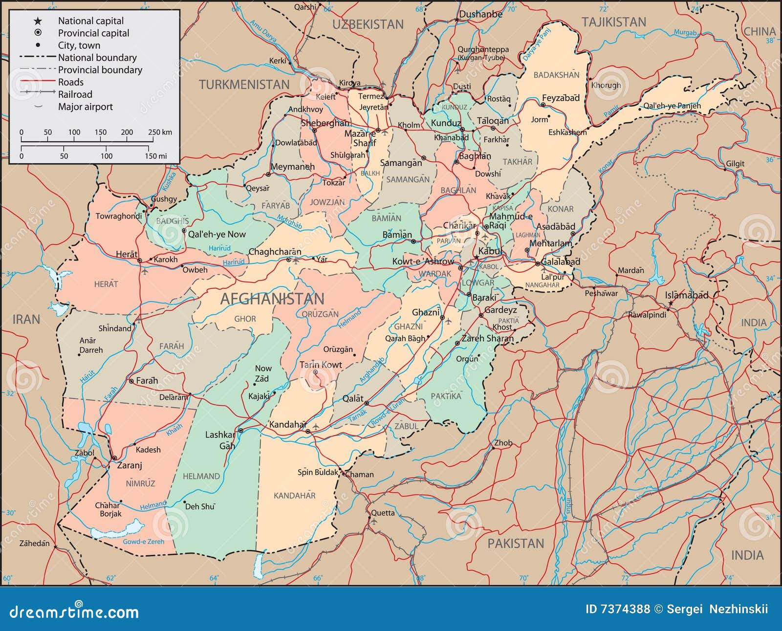 Afghanistan map stock vector. Illustration of designation - 7374388