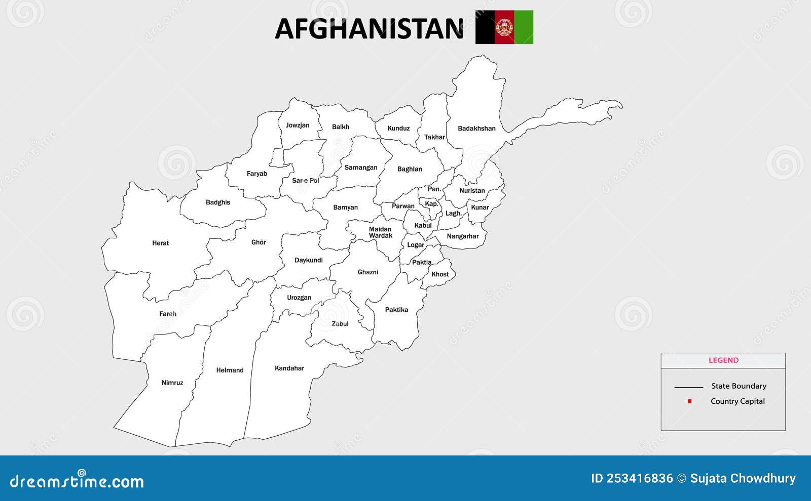 Afghanistan Map. State and District Map of Afghanistan Stock Vector - Illustration of counties ...