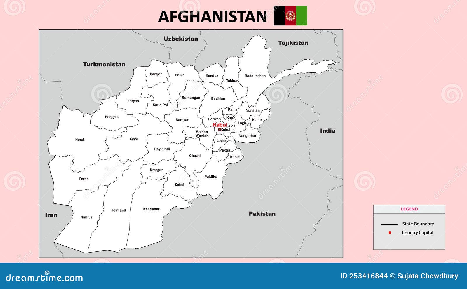 Afghanistan Map. State and District Map of Afghanistan Stock Vector ...