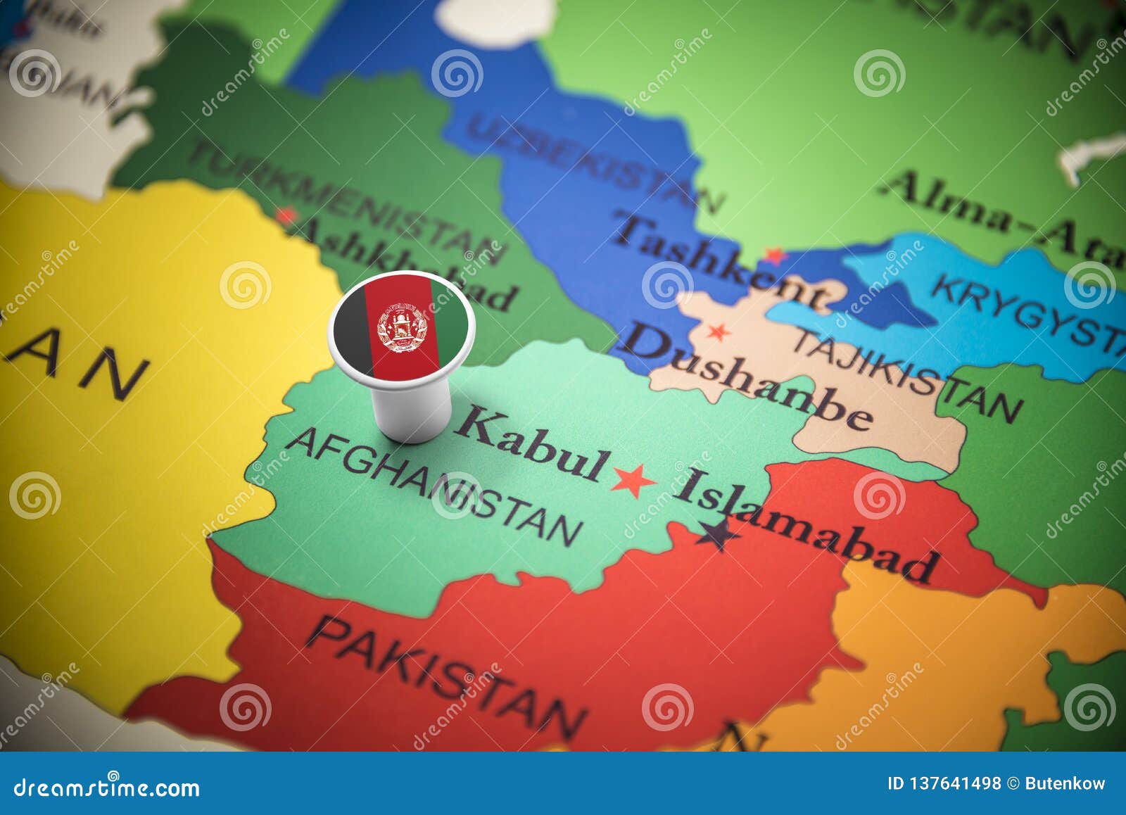 Afghanistan Marked with a Flag on the Map Stock Photo - Image of ...