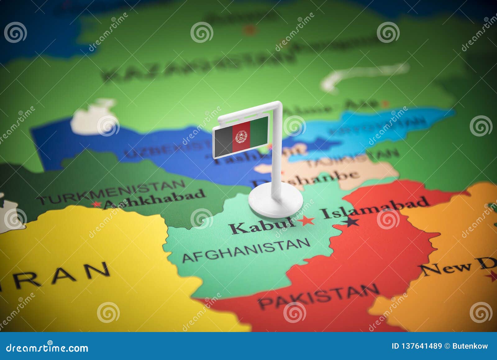 Afghanistan Marked with a Flag on the Map Stock Image - Image of ...