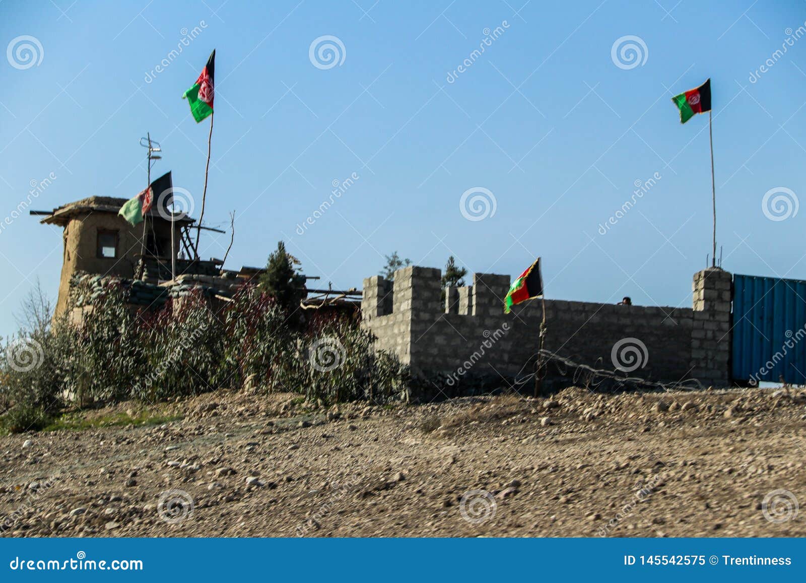 Afghanistan Military Outpost in the Middle of the Desert Editorial ...